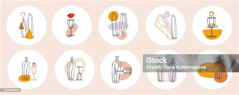 인스 타 그램에 대한 다양한 추상 하이라이트 커버 이야기의 세트 파스텔 색상의 소셜 미디어에 대한 둥근 아이콘 새 새장 병 안경