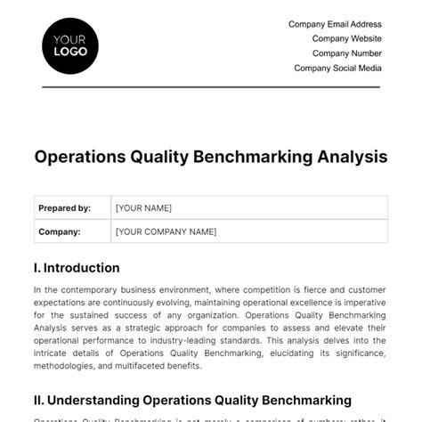 Operations Quality Benchmarking Analysis Template Edit Online And Download Example