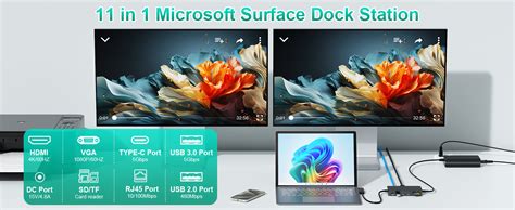 Amazon Com Microsoft Surface Dock 11 In 1 Surface Docking Station With 4K 60HZ HDMI VGA
