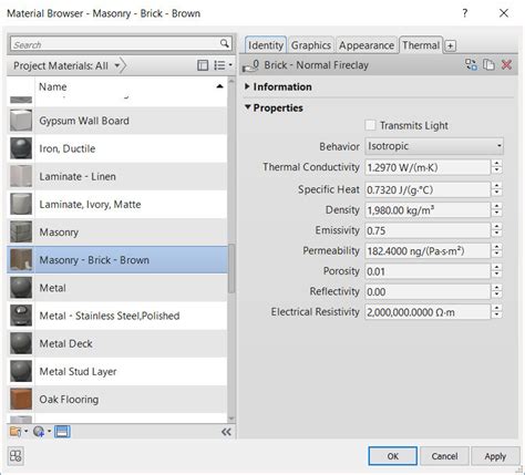 Autodesk Revit Customised Thermal Wall Properties For Detailed Analysis Download Scientific
