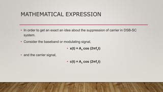 Double Sideband Suppressed Carrier Dsb Sc Modulation PPTX