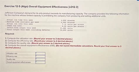 Solved Exercise 12 5 Algo Overall Equipment Effectiveness