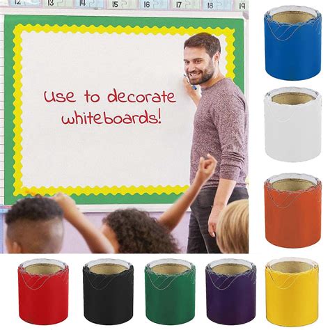1 Roll Classroom Bulletin Board Border Stickers Colored Wavy Edge