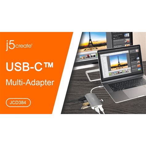 J Create USB Type C Multi Adapter VGA HDMI Ethernet USB Hub PD SD Micro SD Card