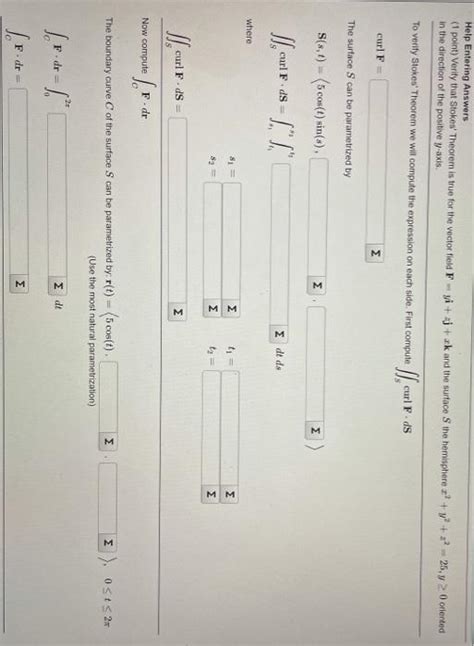 Solved Help Entering Answers Point Verify That Stokes Chegg Com