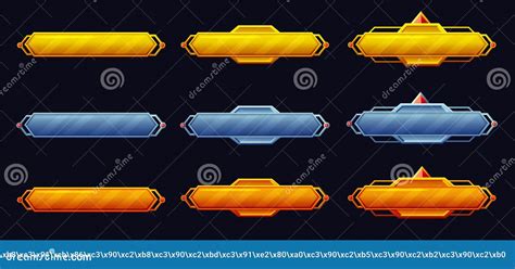 Fantasy Game Button Ui Frame Ancient Metal Gold Title Gui Sign Decorative Bronze Or Silver