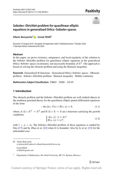 Sobolevdirichlet Problem For Quasilinear Elliptic Equations In