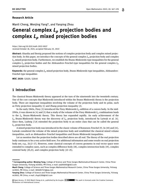 Pdf General Complex L P Projection Bodies And Complex L P Mixed
