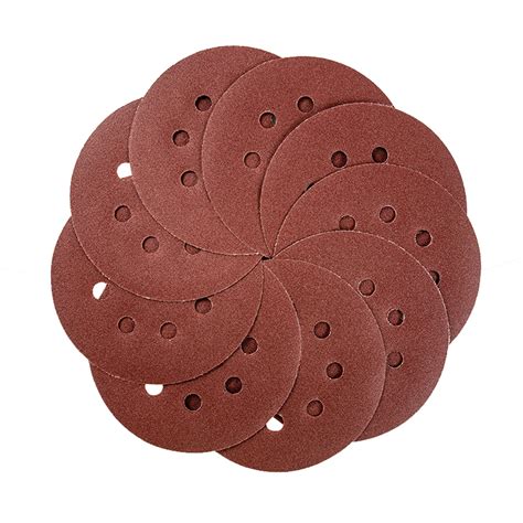 Jemuon Juego De 100 Lijas Lijadora Orbital Papel De Lijas Con Felpa De 125 Cm Y 8 Orificios
