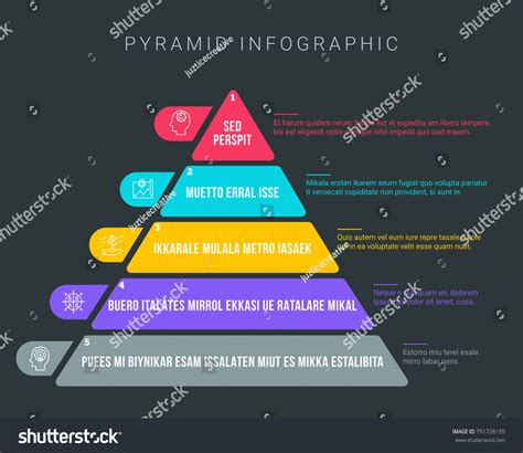 Colorful Hierarchy Pyramid Infographic 5 Colors เวกเตอรสตอก ปลอดคาลขสทธ 791728159