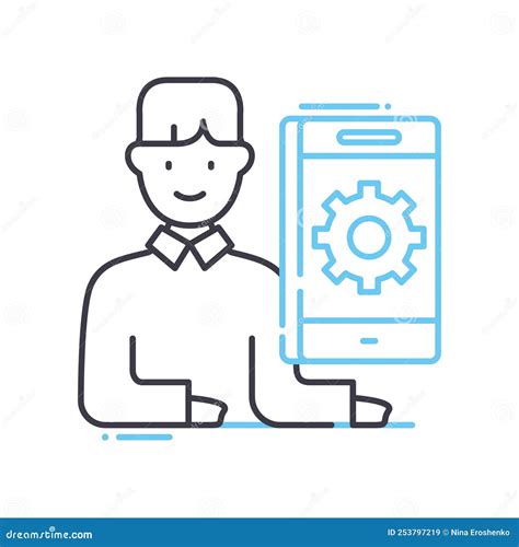 Application Developer Line Icon Outline Symbol Vector Illustration Concept Sign Stock Vector