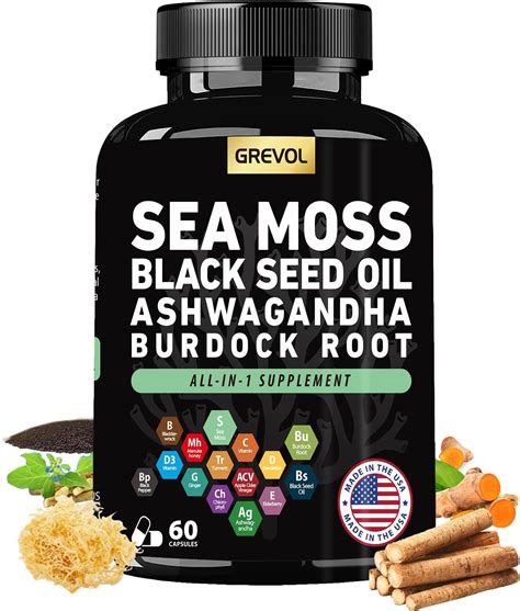 Sea Moss 8000mg Black Seed Oil 6000mg Ashwagandha 2000mg