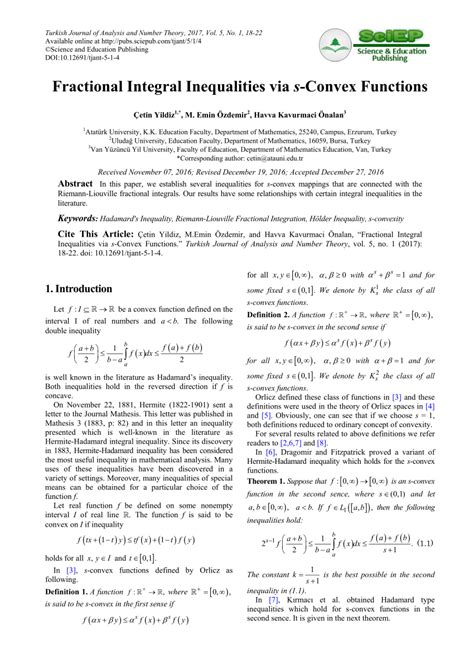 Pdf Fractional Integral Inequalities Via S Convex Functions