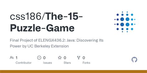 Github Css186the 15 Puzzle Game Final Project Of Elengx4362 Java
