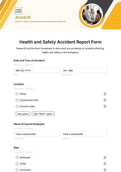 Free Accident Report Form For Health And Safety Template To Edit Online