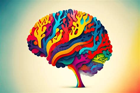 Original Symbolic Image Of Human Brain With Multi Colored Zones Stock Illustration