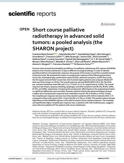 Pdf Short Course Palliative Radiotherapy In Advanced Solid Tumors A