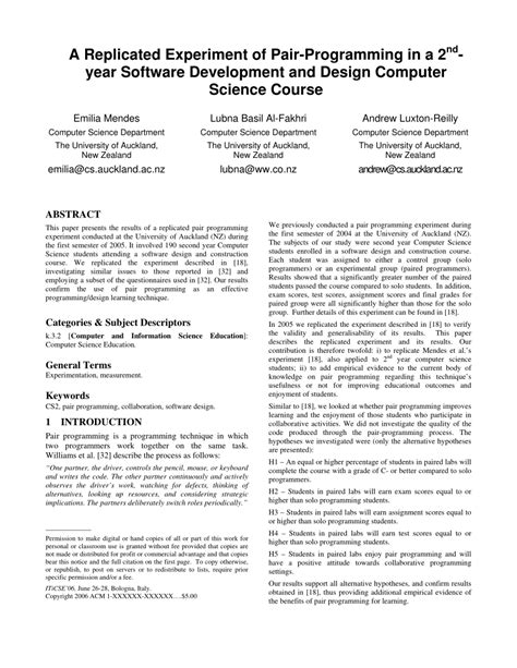 Pdf A Replicated Experiment Of Pair Programming In A 2nd Year Software Development And Design