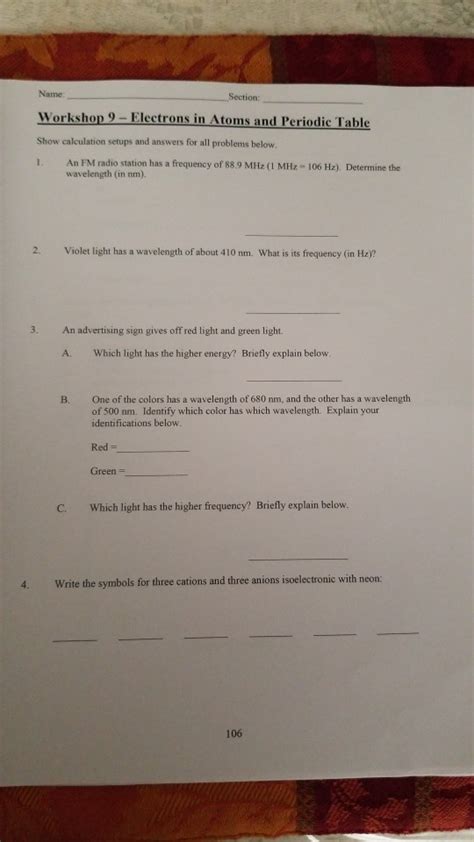 Solved Name Section Write Complete And Abbreviated Electron