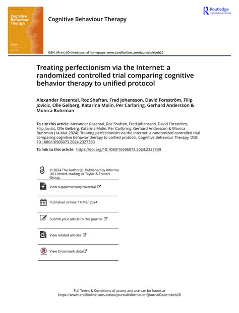 Pdf Treating Perfectionism Via The Internet A Randomized Controlled Trial Comparing Cognitive