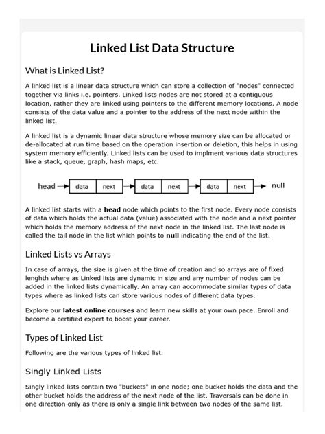 Linked List Data Structure Pdf Pointer Computer Programming Computing