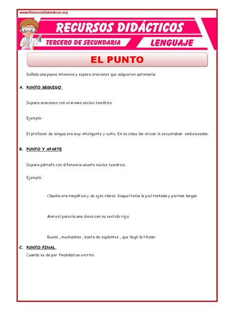 El Punto Para Tercero De Secundaria Pdf Sílaba Semiótica