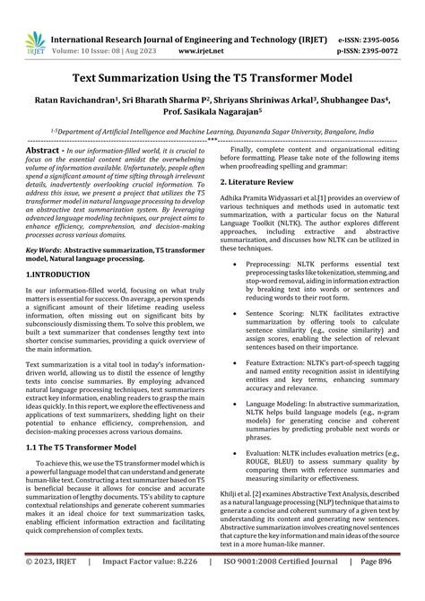text summarization using the t5 transformer model pdf