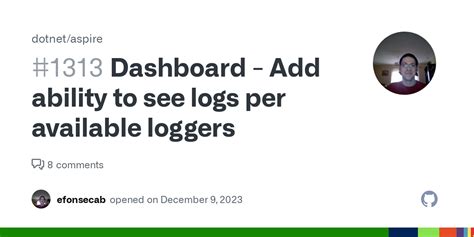 Dashboard Add Ability To See Logs Per Available Loggers · Issue 1313 · Dotnetaspire · Github