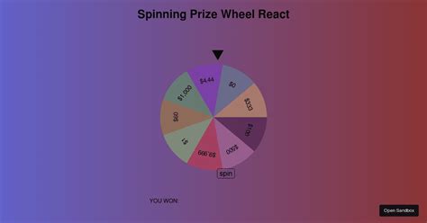 Spinning Prize Wheel React Forked Codesandbox Spinning Prize Wheel React Forked Codesandbox