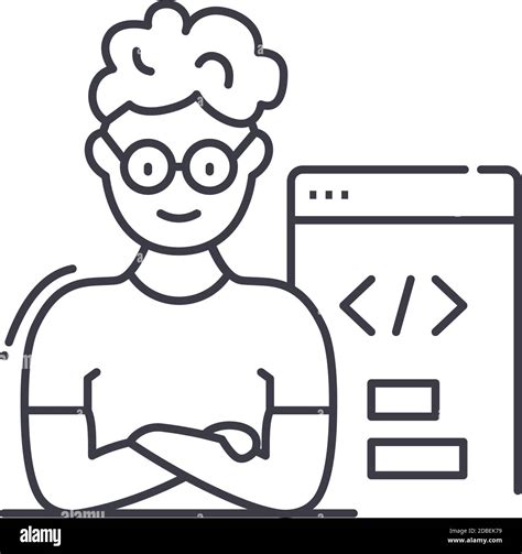 Programmer Icon Linear Isolated Illustration Thin Line Vector Web Design Sign Outline
