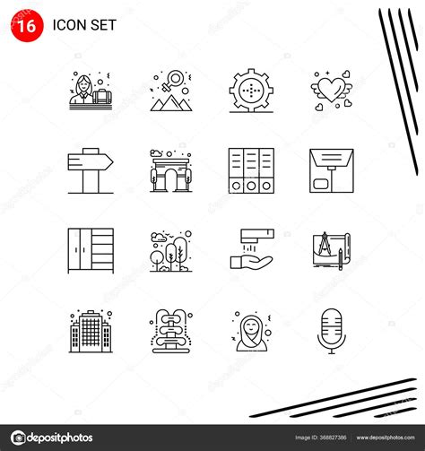Modern Set Outlines Pictograph Sign Wedding Devices Heart Loveing Editable Stock Vector By