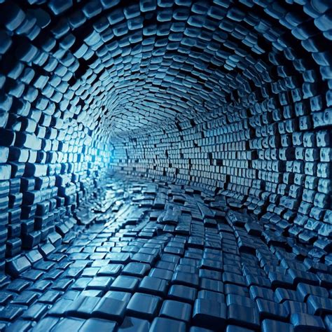 Premium Photo 3d Rendering Of Glowing Blue Brick Wall And Undulating Blocks Abstract