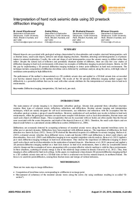 pdf interpretation of hard rock seismic data using 3d prestack