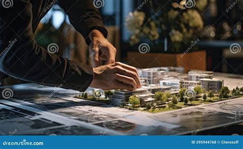 Engineer Architect Develops A Layout Of Architecture Stock Illustration Illustration Of Line