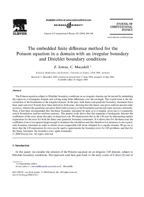 Pdf The Embedded Finite Difference Method For The Poisson Equation In