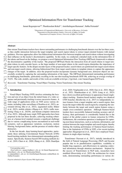 Pdf Optimized Information Flow For Transformer Tracking