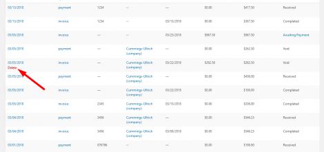 Deleting An Invoice Or Payment