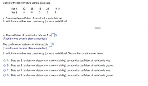 Solved Consider The Following Two Sample Data Sets A Chegg Com