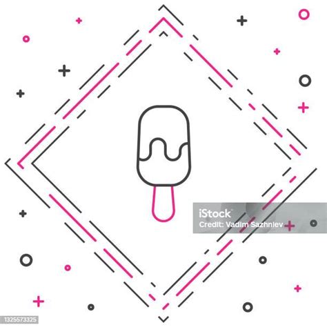 흰색 배경에 고립 된 스틱 아이콘에 라인 아이스크림 달콤한 기호 다채로운 개요 개념 벡터 검은색에 대한 스톡 벡터 아트 및 기타 이미지 Istock