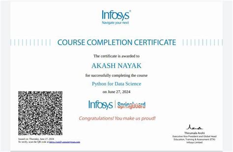 Akash Nayak On Linkedin Python Datascience Certified Infosysspringboard Beginner