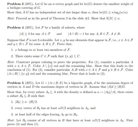 Solved Problem 3 20 Let G Be An N Vertex Graph And Let Bc Chegg Com