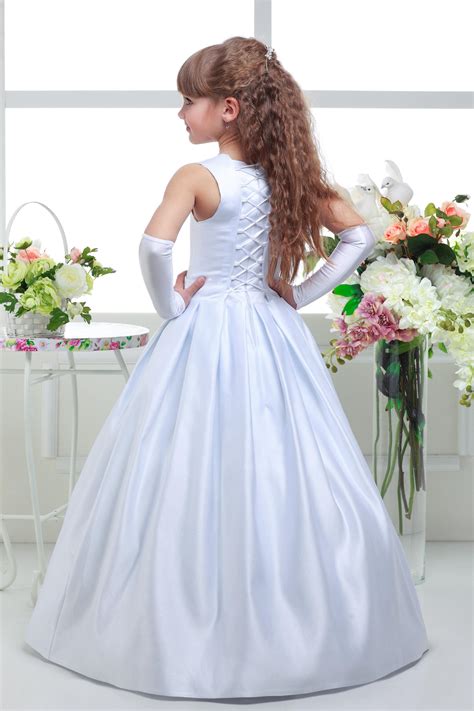 Дитяче ошатне плаття для Першого Причастя 8719 1 білий купити в інтернет магазині Solnyshko