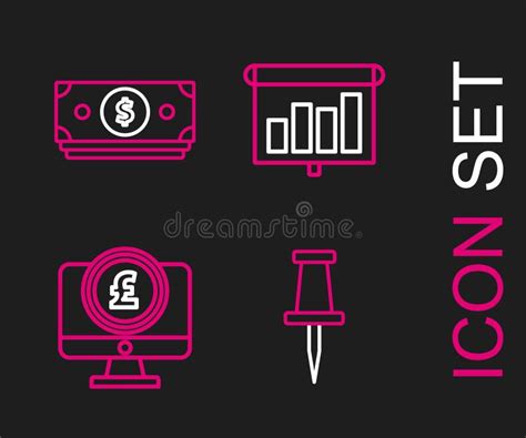 set line push pin computer monitor with pound sterling symbol