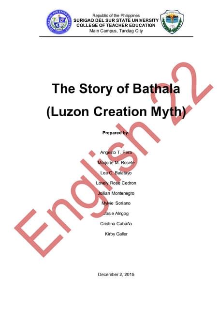 The Story Of Bathala Docx
