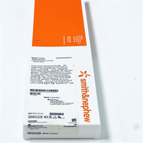 New SMITH NEPHEW 7210423 ACCU Pass Suture Shuttle Left 45 Curve Disposables General For Sale