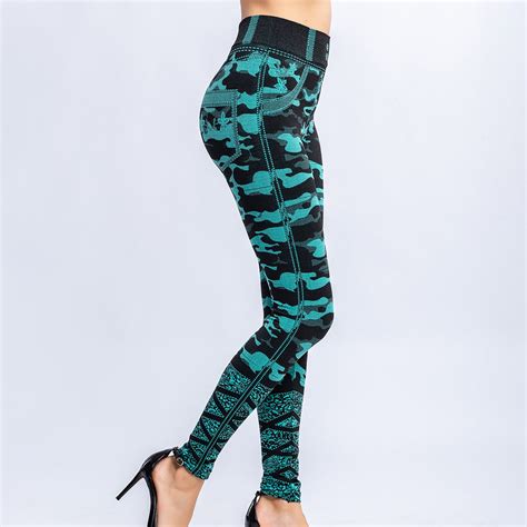 Floleo Clearance Sexy Elastic Slim Capris Camouflage Imitation Leggings Breathable