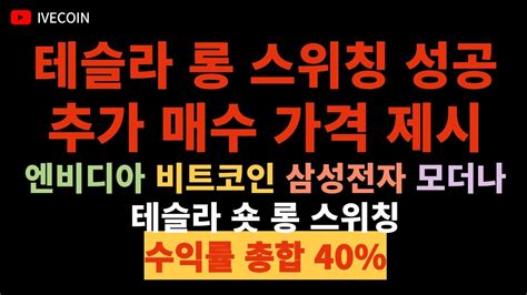 테슬라 롱 스위칭 성공 추가 매수 가격 제시 엔비디아 비트코인 삼성전자 모더나테슬라 숏 롱 스위칭 수익률 총합 40