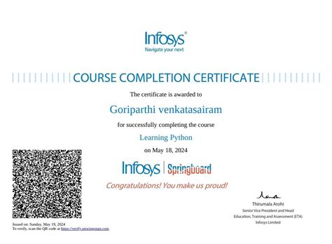 Sai Ram On Linkedin Python Certification Infosysspringboard Continuouslearning Techskills