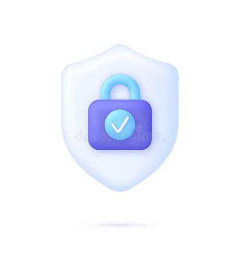 3d Shield And Padlock Cyber Security To Protect Personal Data Padlock Icon Stock Vector