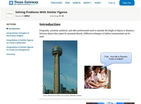 Texas Gateway Solving Problems With Similar Figures Unit Plan For 9th 10th Grade Lesson Planet